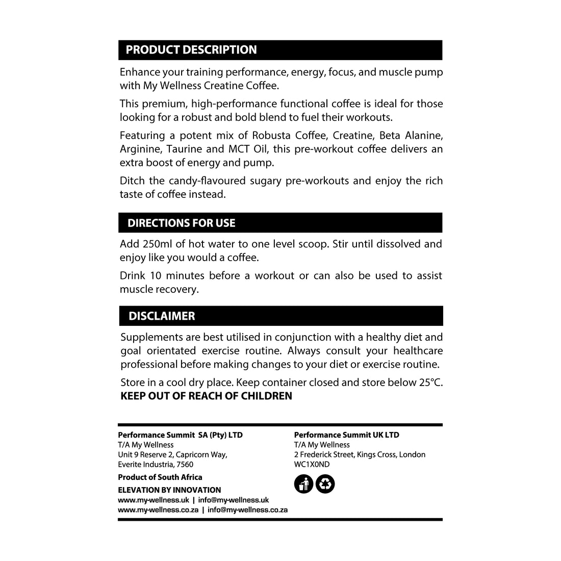 My Wellness Super Bullet Creatine Coffee 400g